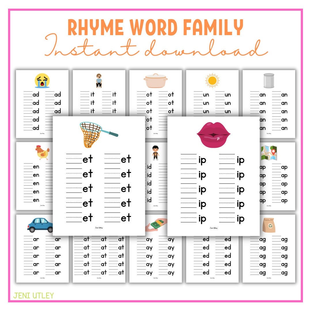 Word Family Rhyming Writing Practice Printable Preschool Prek - Etsy
