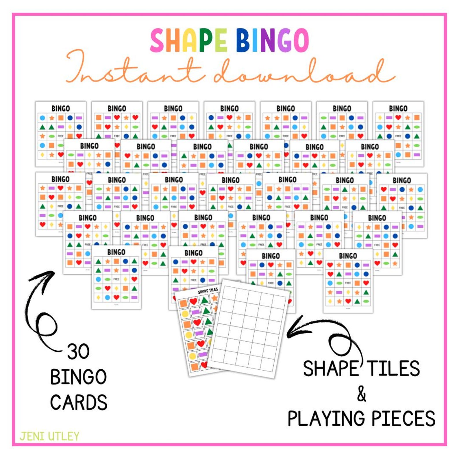 Shape Bingo Game | Fun Learning Activity for Preschool - Etsy
