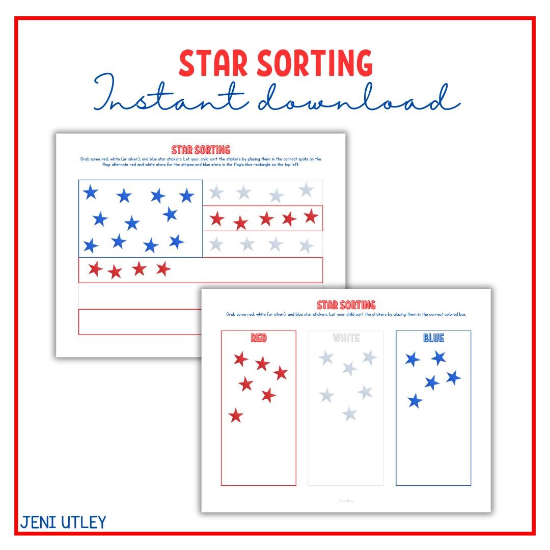 Star Sorting Activity | 4th of July Fine Motor and Color Sorting Fun - Etsy