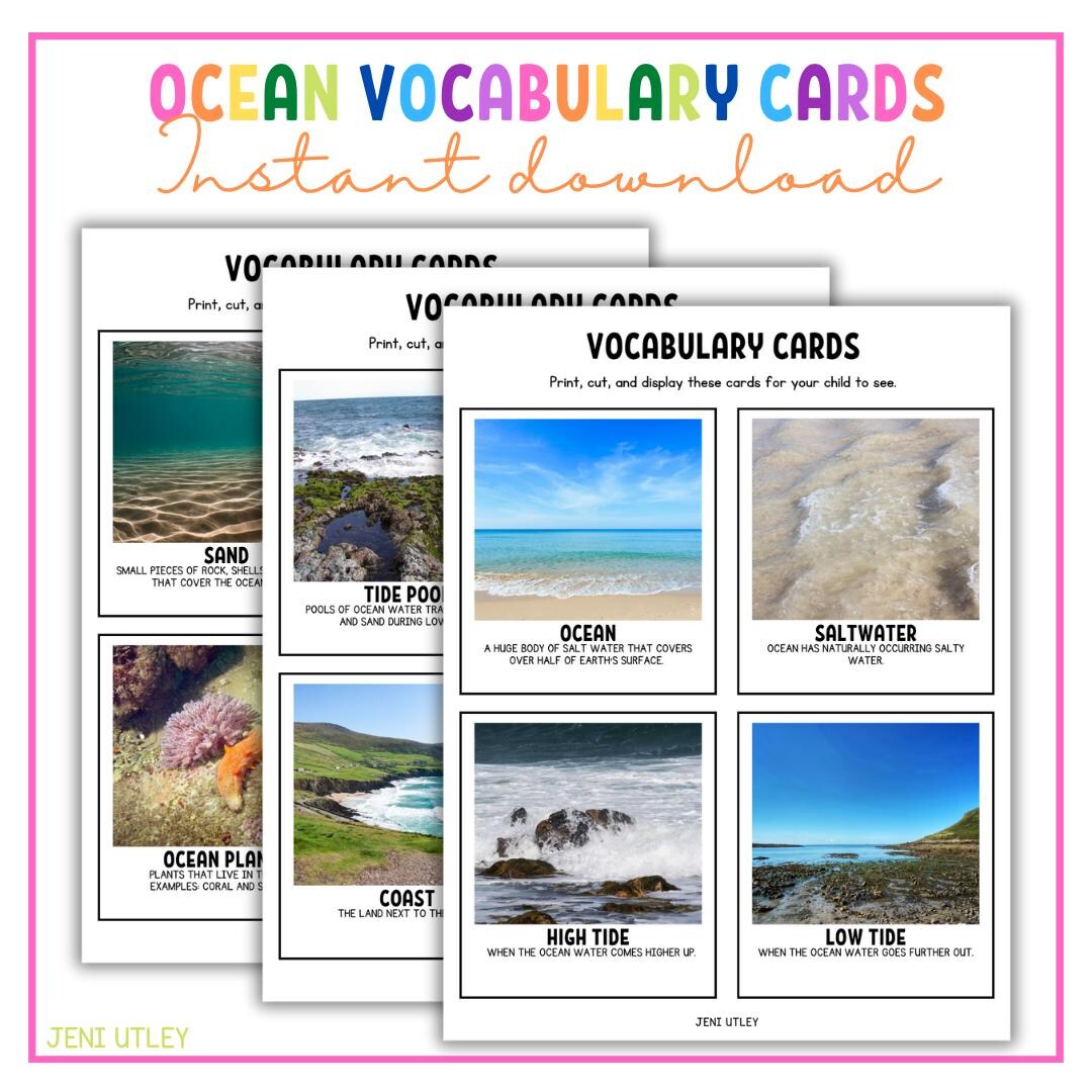 Ocean Vocabulary Cards | Preschool Science - Etsy