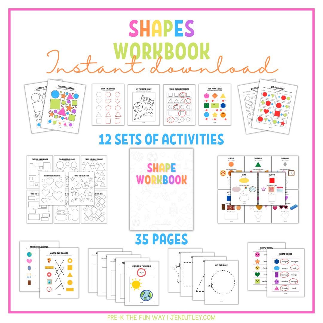 Preschool Shapes Workbook | Shape Recognition, Tracing, and Coloring ...