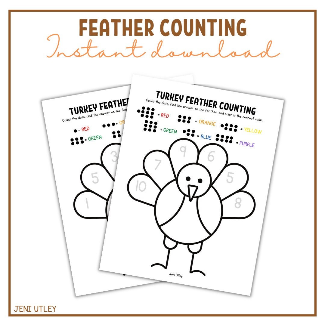 Feather Counting Thanksgiving Activity for Preschoolers - Etsy