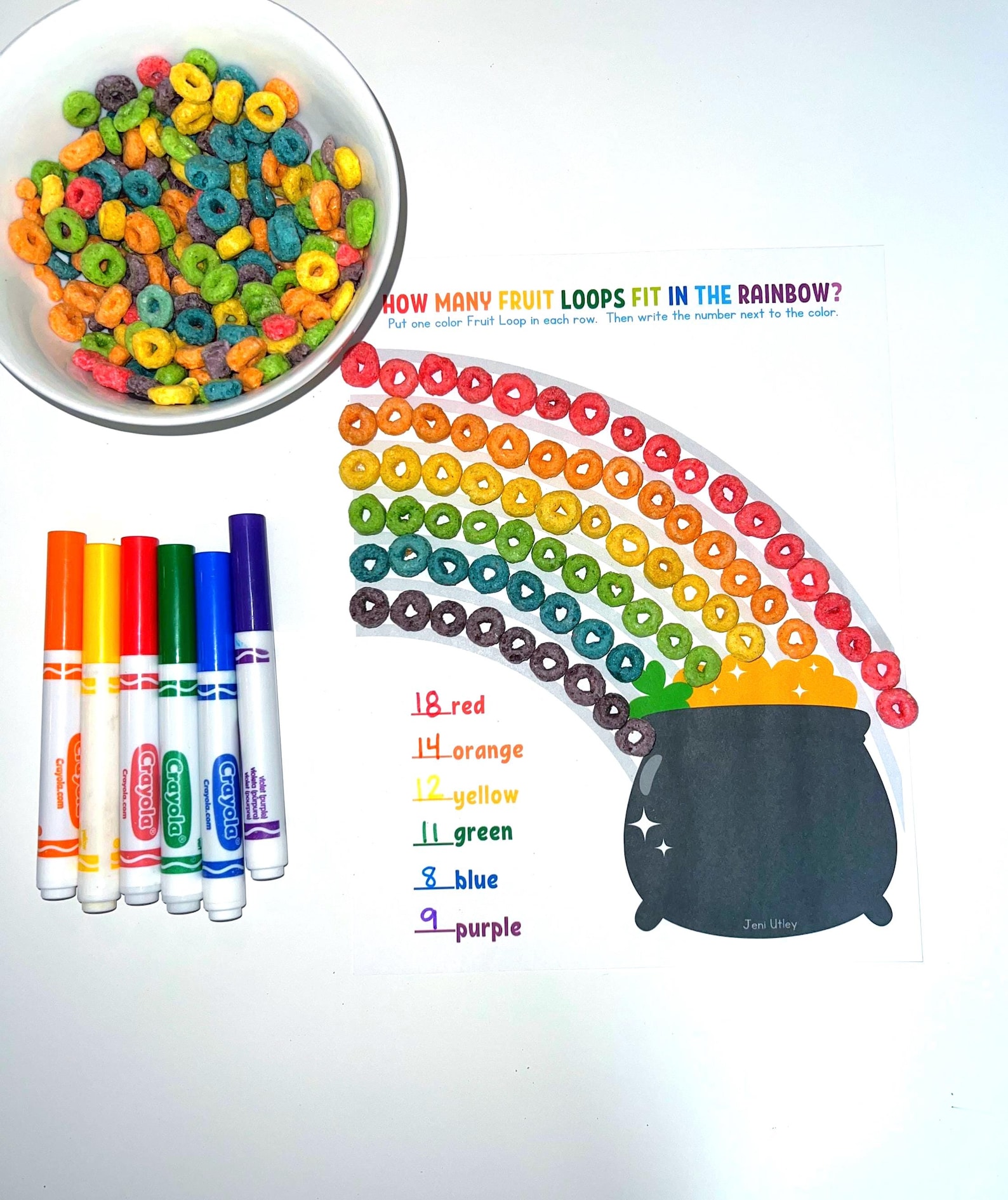 Fruit Loop Rainbow Counting Activity | Preschool Math, Color Sorting ...