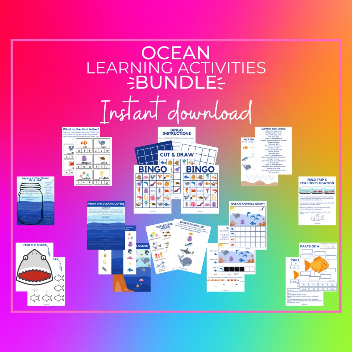 Ocean Learning Activity Bundle Ocean Sea Creatures | Etsy
