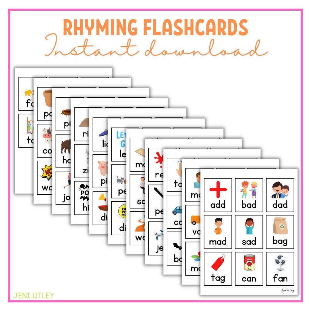 Rhyming Flashcards for Preschool Learning - Etsy