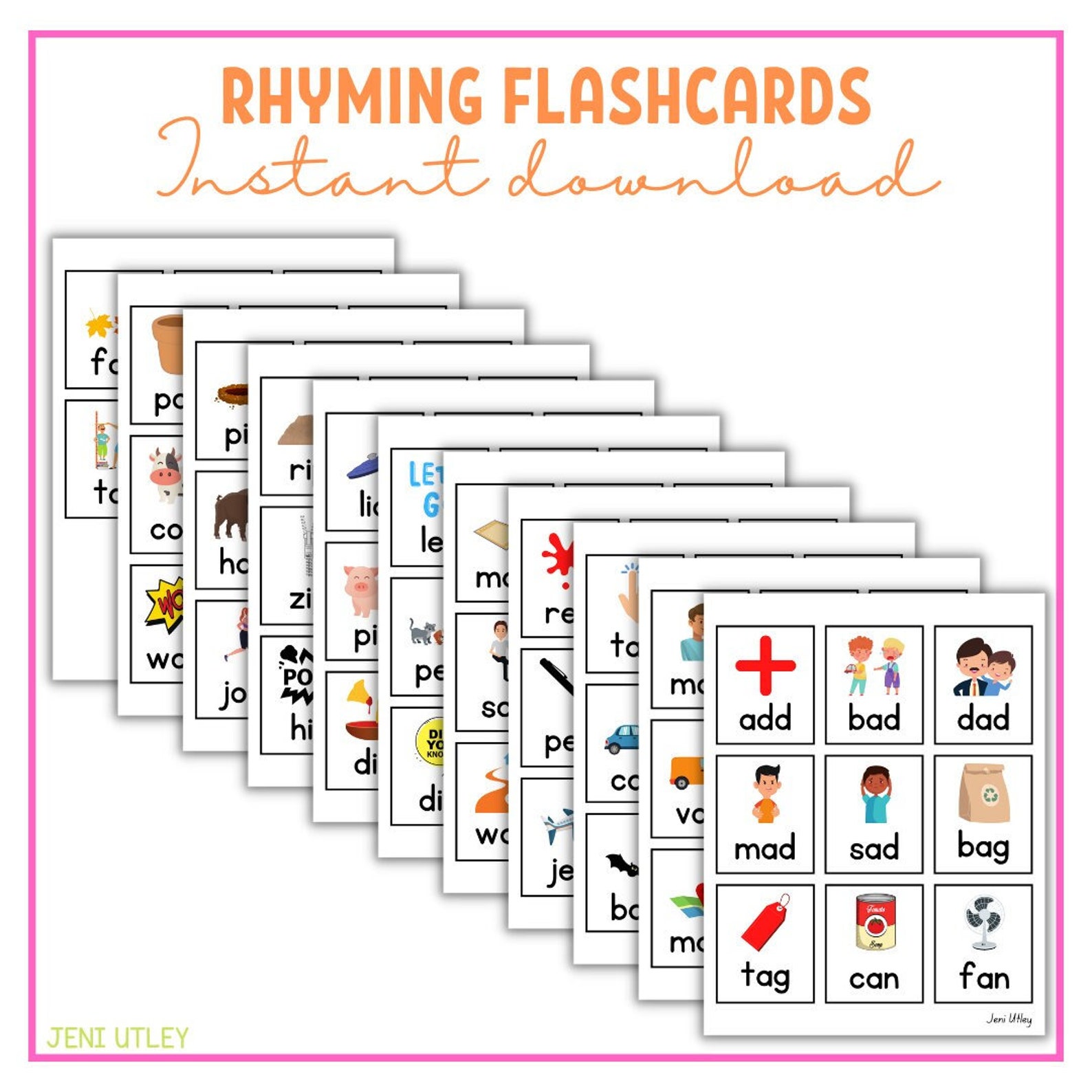 Rhyming Flashcards for Preschool Learning - Etsy