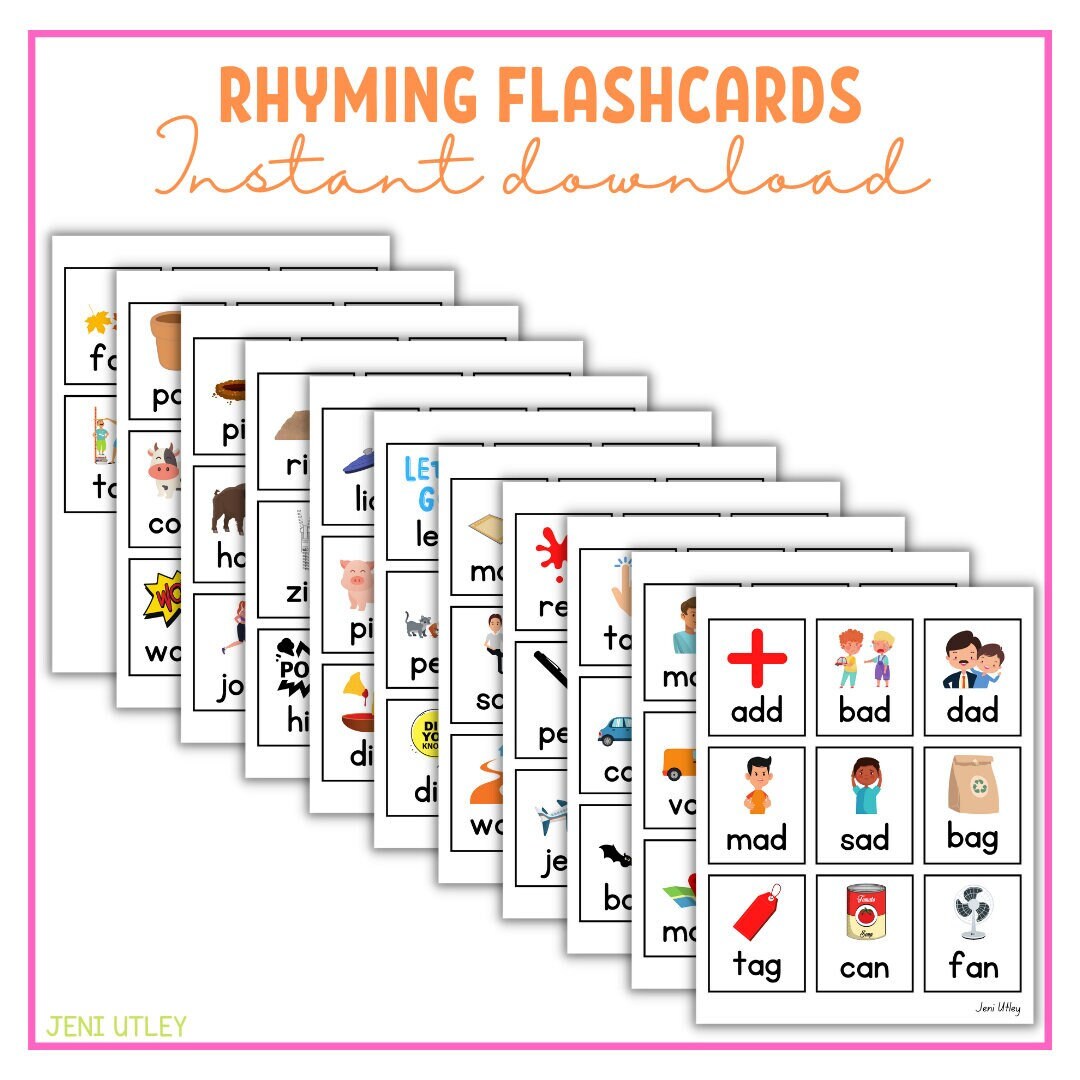 Rhyming Flashcards for Preschool Learning - Etsy