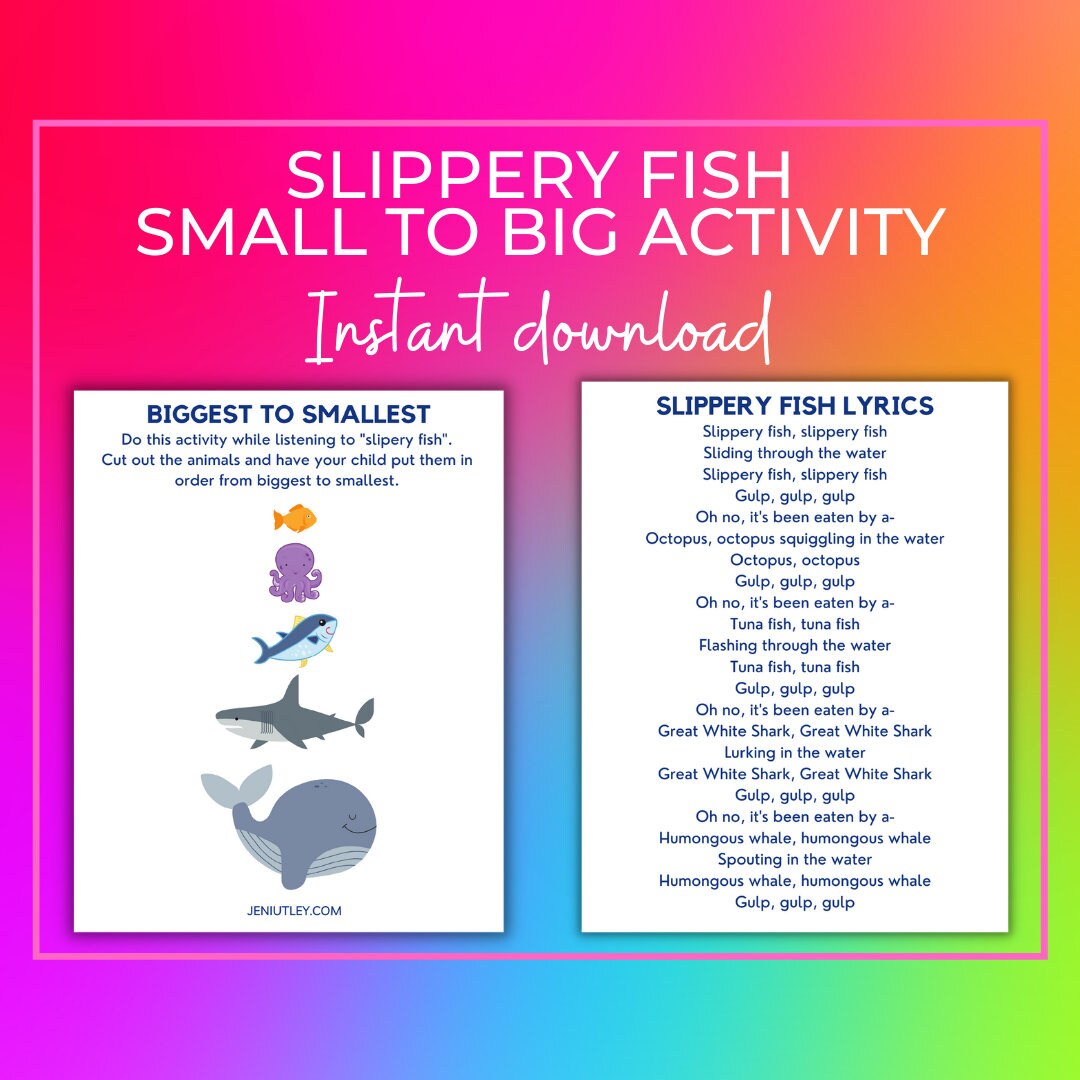 Ocean Learning Activity Smallest to Biggest Learning Song Slippery Fish ...