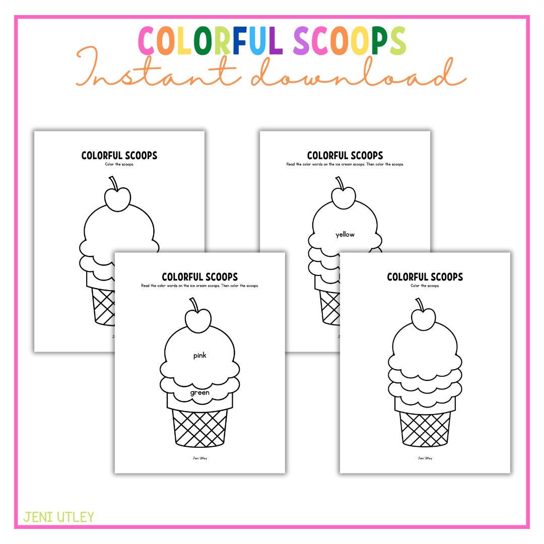 Colorful Scoops Coloring Worksheet Activity for Preschoolers | Learn ...