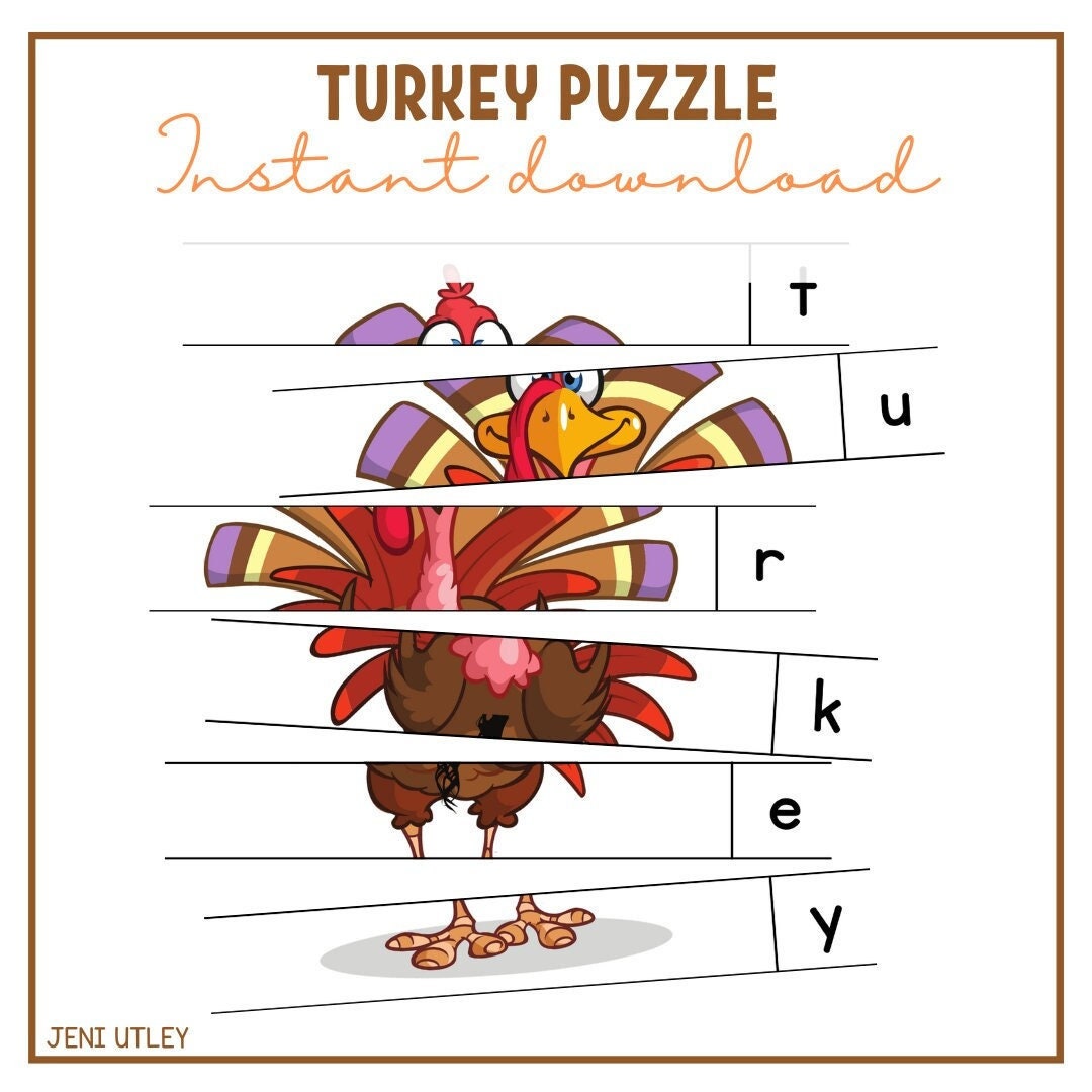 Turkey Puzzle - Thanksgiving Activity for Preschoolers - Etsy