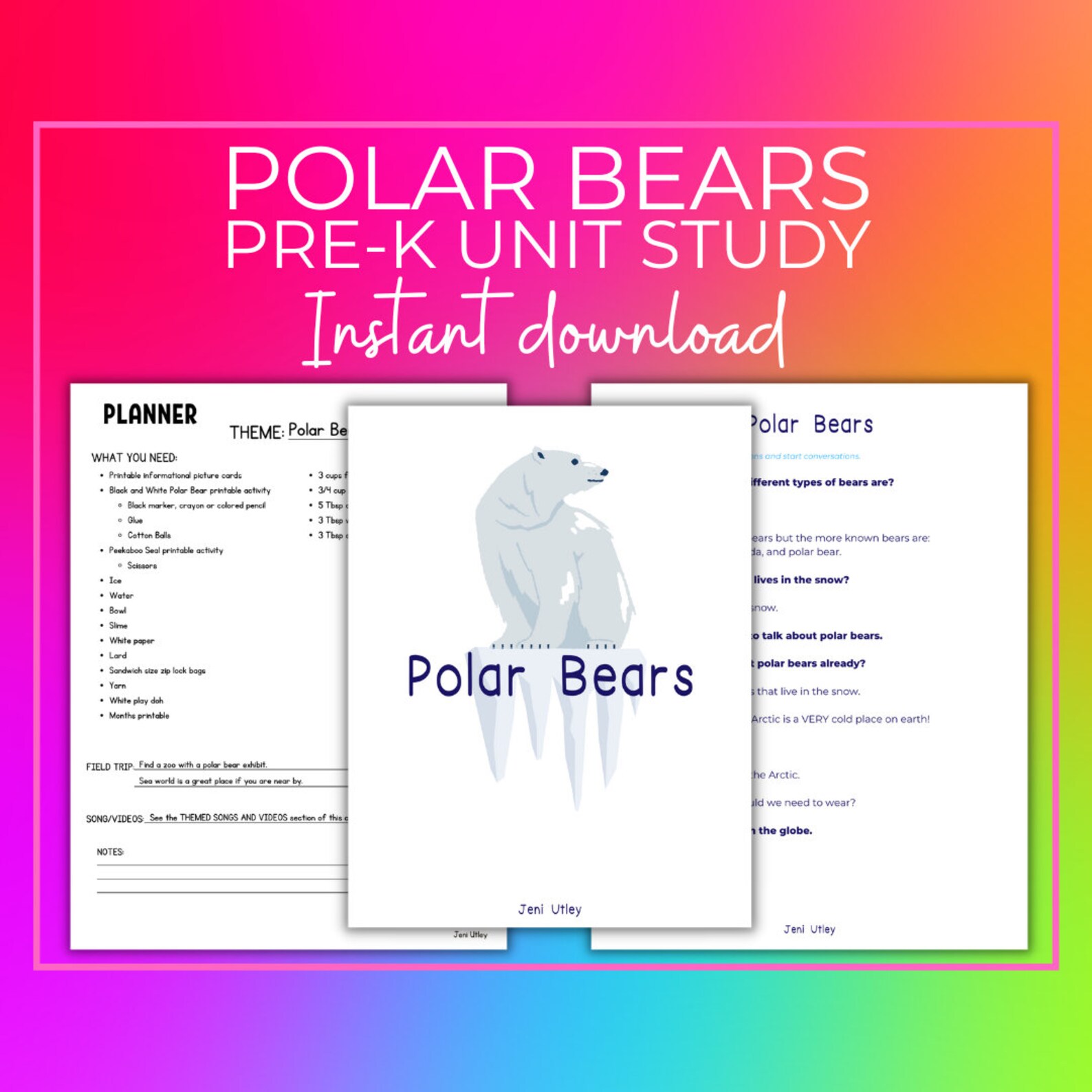 Polar Bear Unit Study | Preschool Curriculum | Preschool Activities - Etsy