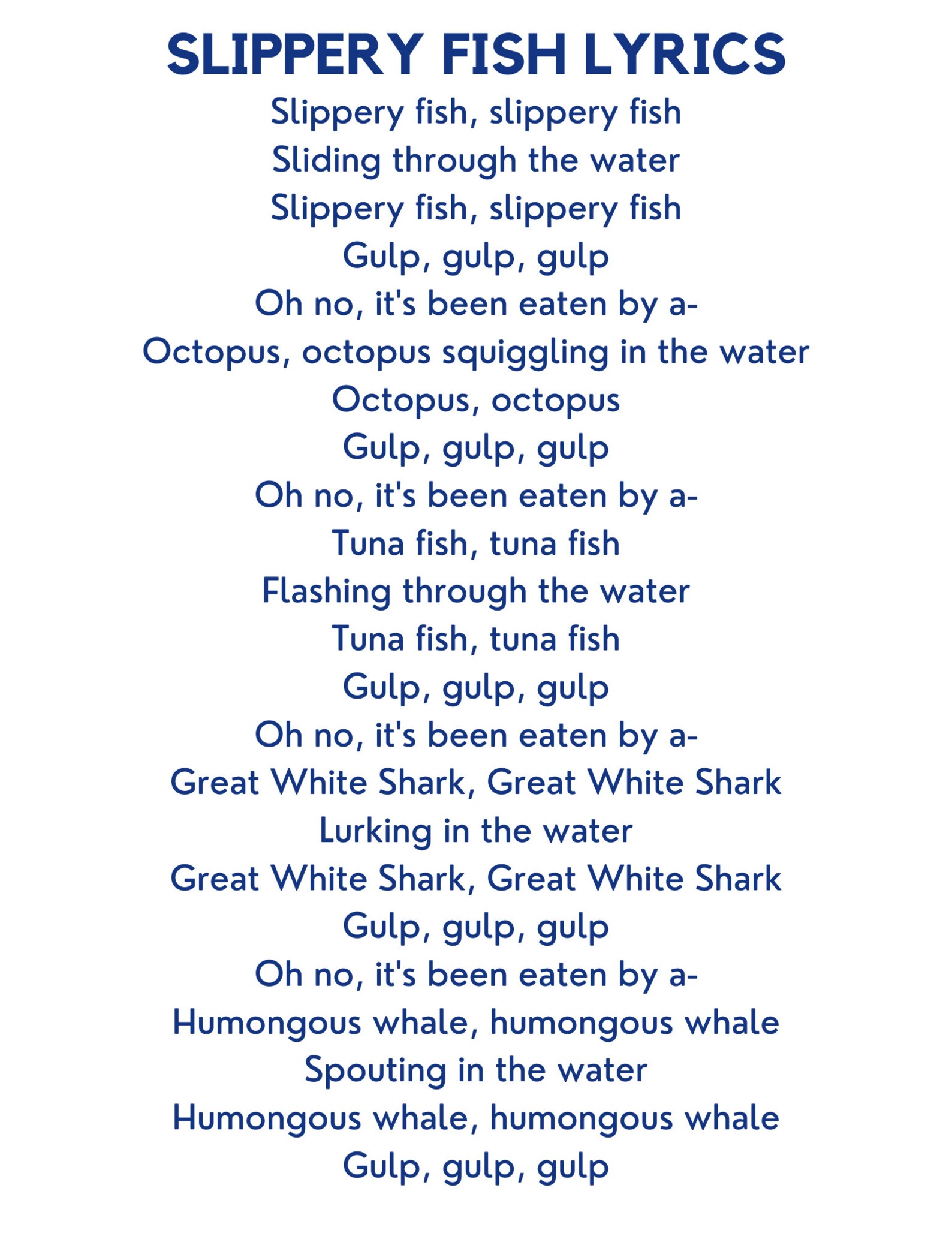 Ocean Learning Activity Smallest to Biggest Learning Song Slippery Fish ...