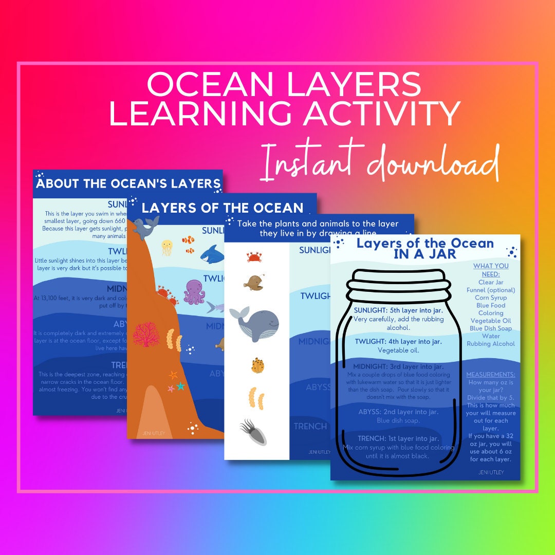 Activité d'apprentissage de l'océan pour les enfants Couches océaniques ...
