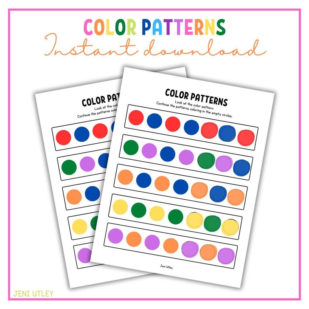 Color Patterns | Preschool Worksheet - Etsy