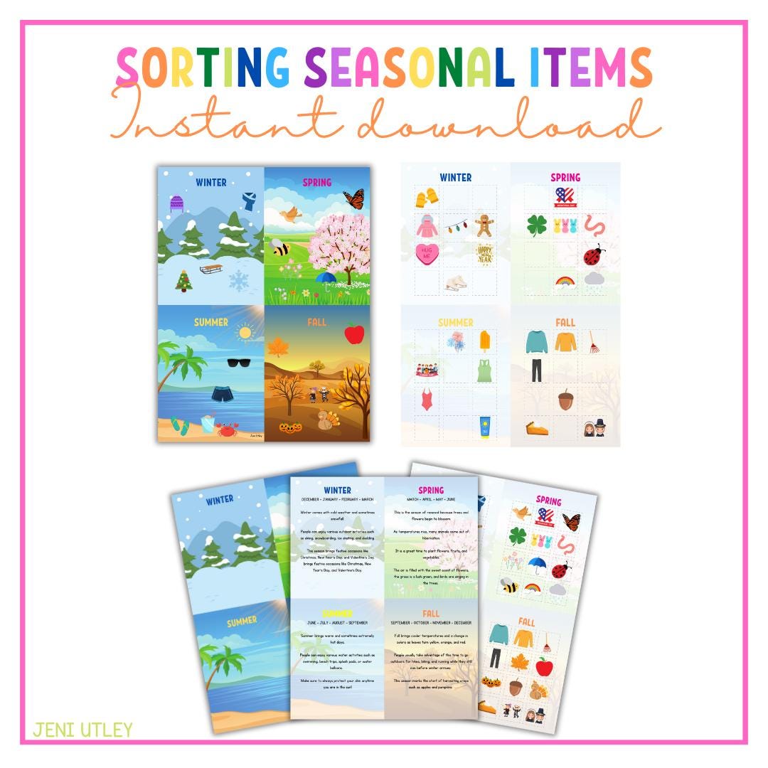 Sorting Seasonal Items Activity | Preschool Seasons Sorting Printable ...