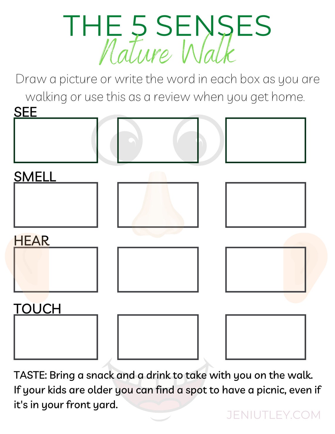 The Five Senses Nature Walk Scavenger Hunt - Get Outside and Learn! - Etsy