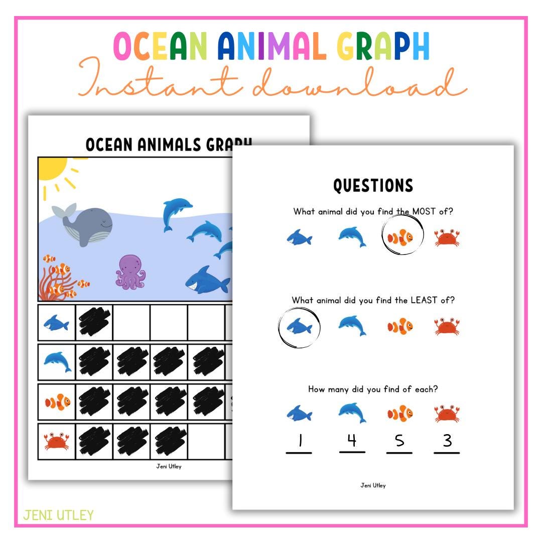Ocean Animal Graph | Preschool Numbers and Counting - Etsy