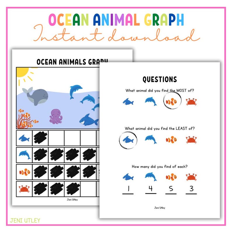 Ocean Animal Graph | Preschool Numbers and Counting - Etsy