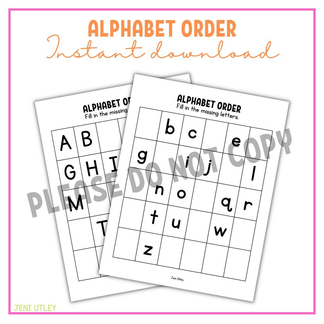 Alphabet Order Alphabet Practice Preschool Worksheet - Etsy
