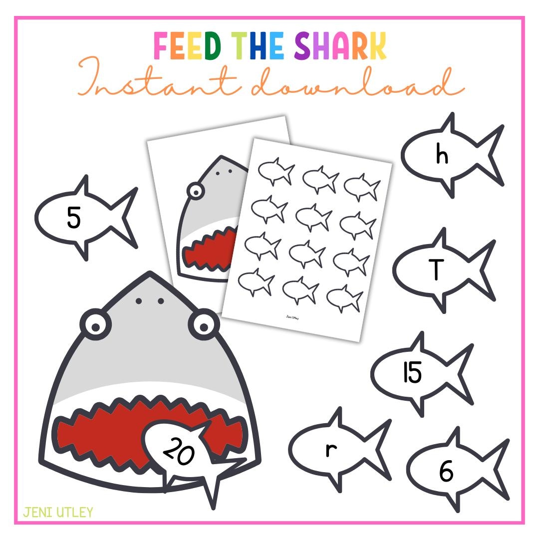 Feed the Shark | Numbers | Alphabet and Sounds | Phonics - Etsy