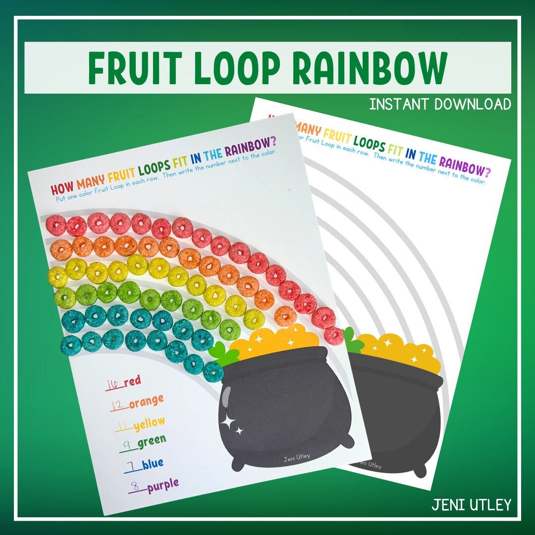 Fruit Loop Rainbow Counting Activity | St. Patrick’s Day Preschool Math ...