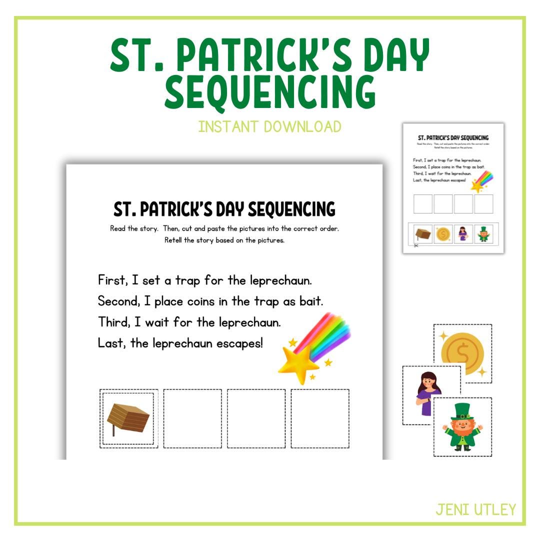 St. Patrick’s Day Story Sequencing Printable – Cut and Paste Activity ...