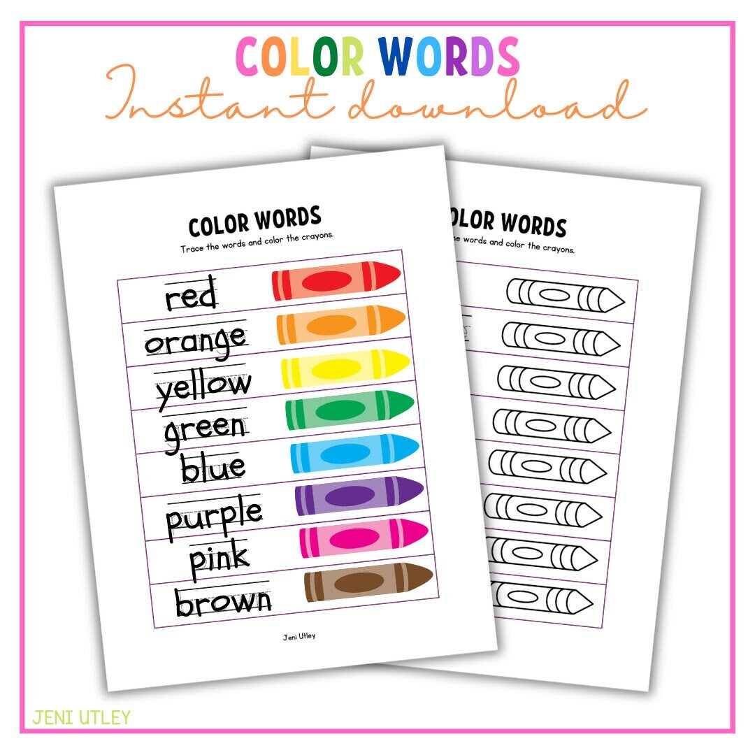 Color Words Worksheet for Preschoolers | Learn Colors - Etsy