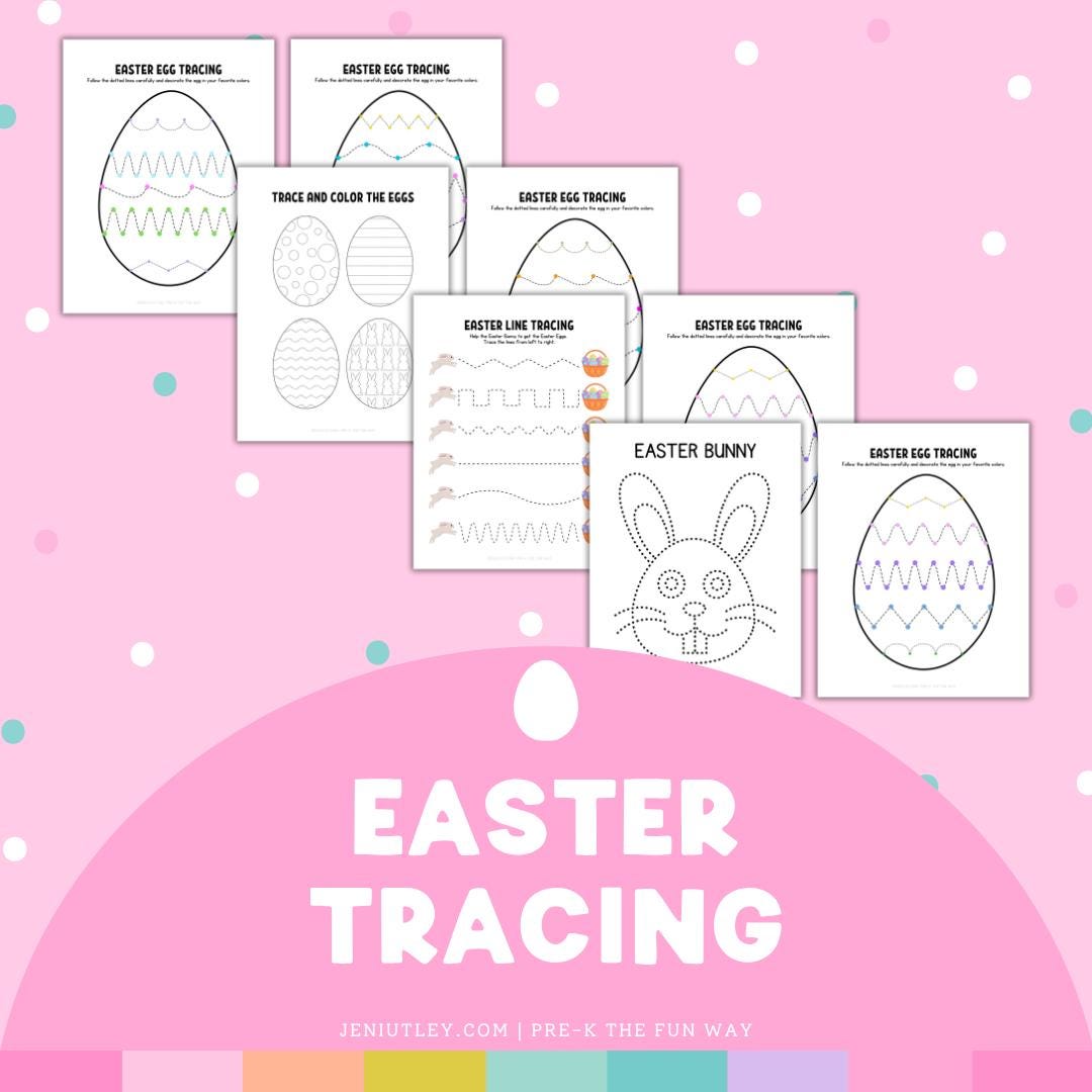Easter Tracing Worksheets Printable | Preschool Fine Motor Activity ...