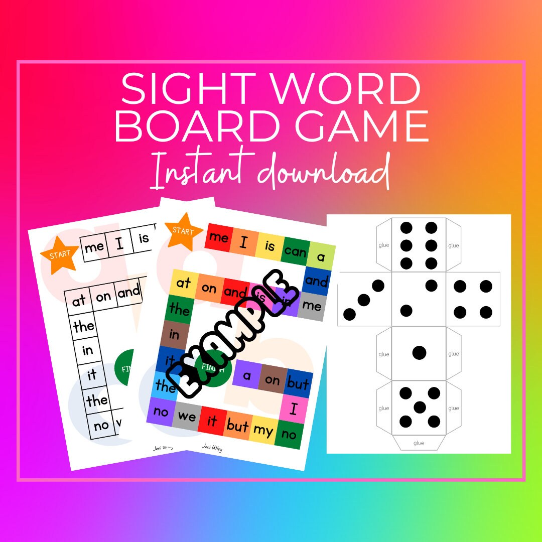 Sight Word Board Game for Preschoolers - Etsy