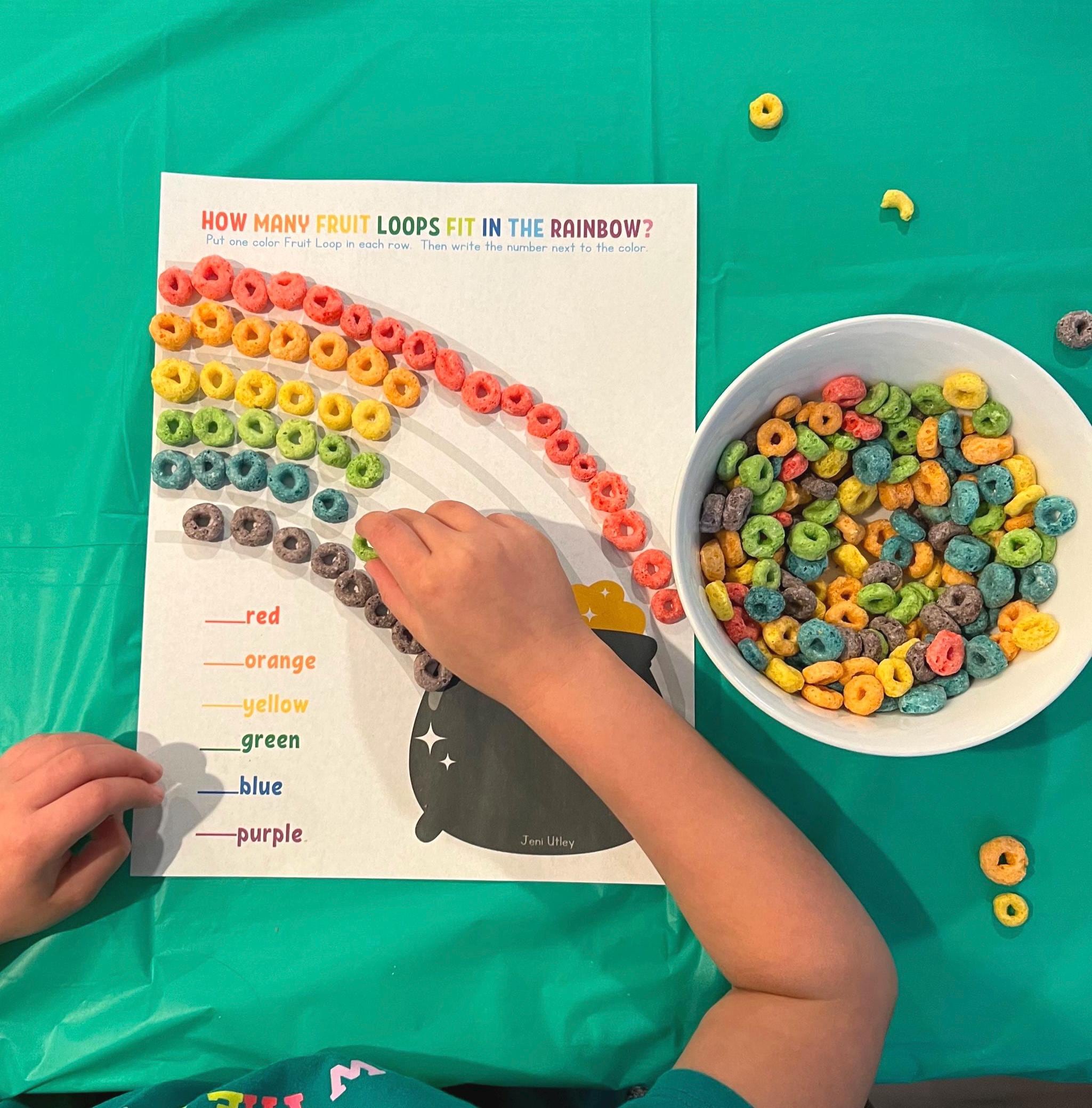 Fruit Loop Rainbow Counting Activity | St. Patrick’s Day Preschool Math ...