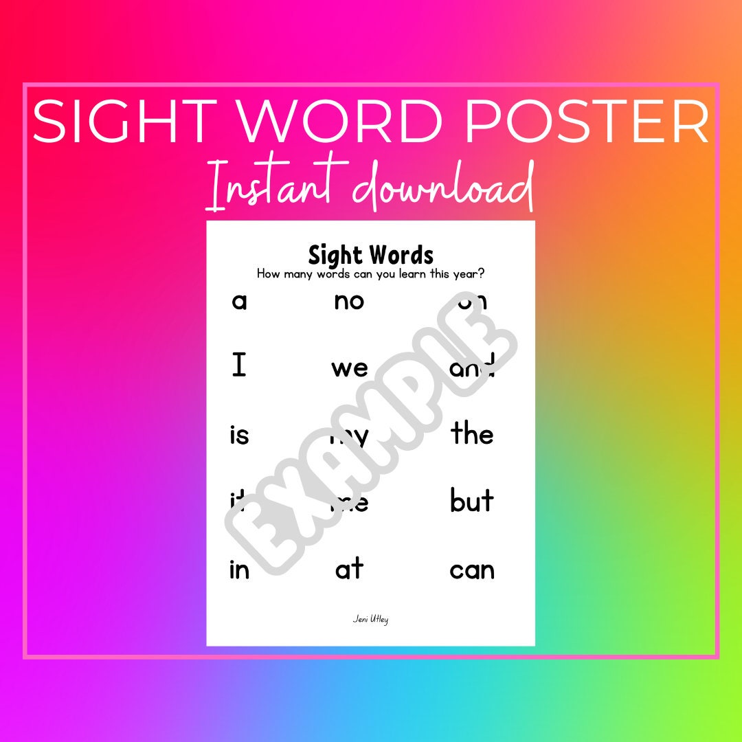 Sight Words Chart | Sight Words Poster | Sight Words Practice | Sight ...