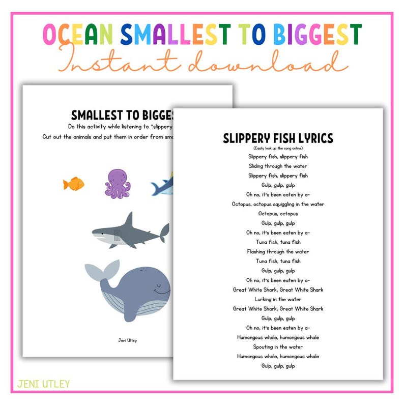 Smallest to Biggest | Ocean Activity | Slippery Fish - Etsy