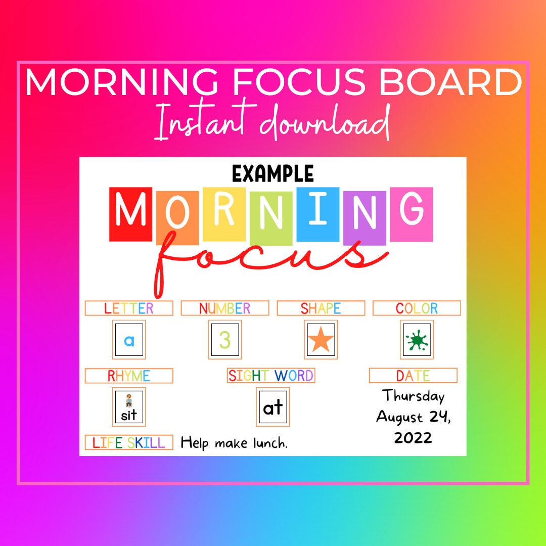 Preschool Morning Focus Board | Circle Time Flash Cards (printable) - Etsy