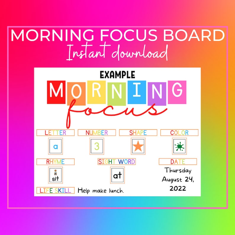 Preschool Morning Focus Board | Circle Time Flash Cards (printable) - Etsy