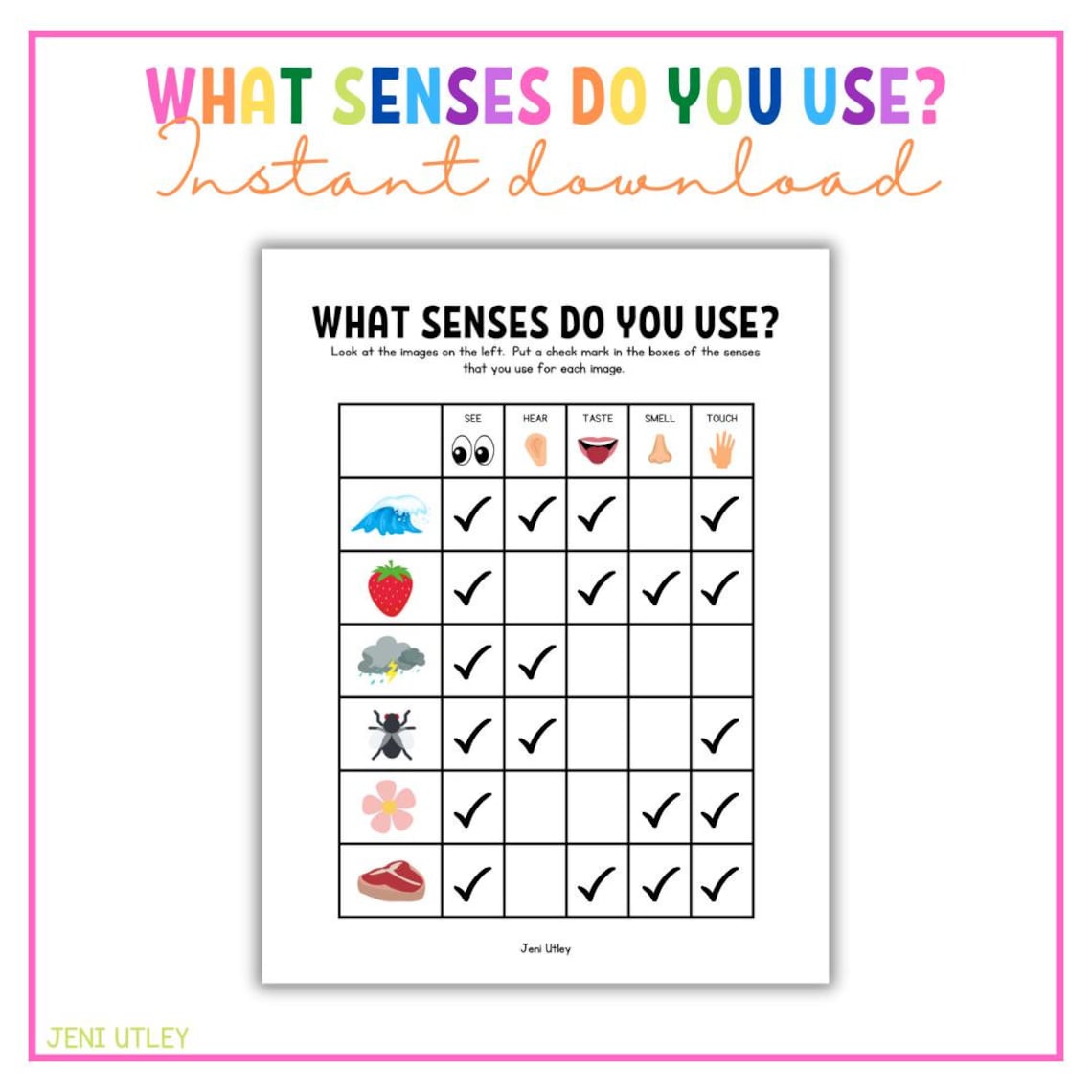 What Senses Do You Use | the Five Senses | All About Me - Etsy
