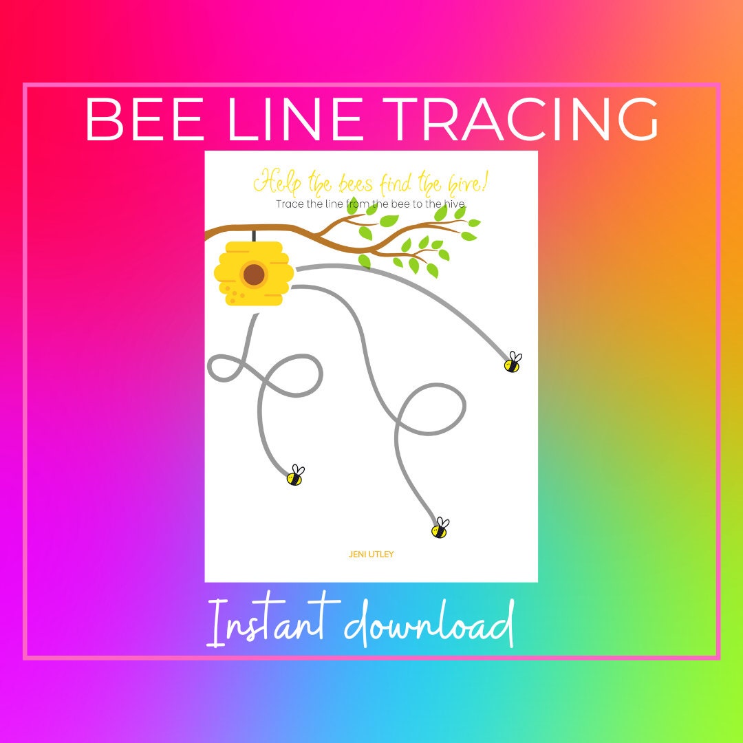Bee Line Tracing Honey Bees Pre Writing Preschool Kindergarten - Etsy