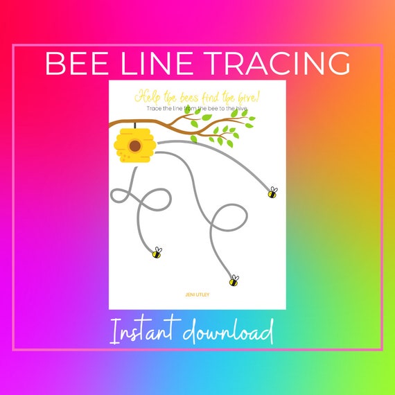 Bee Line Tracing Honey Bees Pre Writing Preschool - Etsy