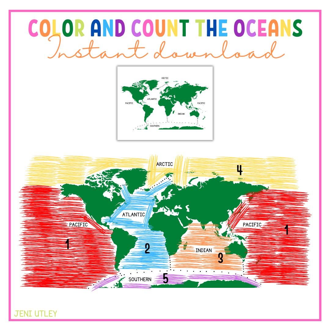 Color and Count the Oceans | Preschool Science, Coloring, and Counting ...