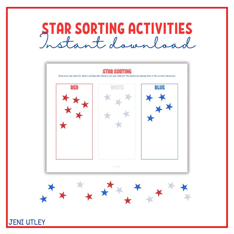 Star Sorting Activity | 4th of July Fine Motor and Color Sorting Fun - Etsy