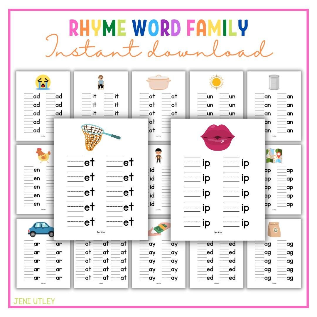 Word Family | Rhyming | Writing Practice | Printable | Preschool | Prek ...