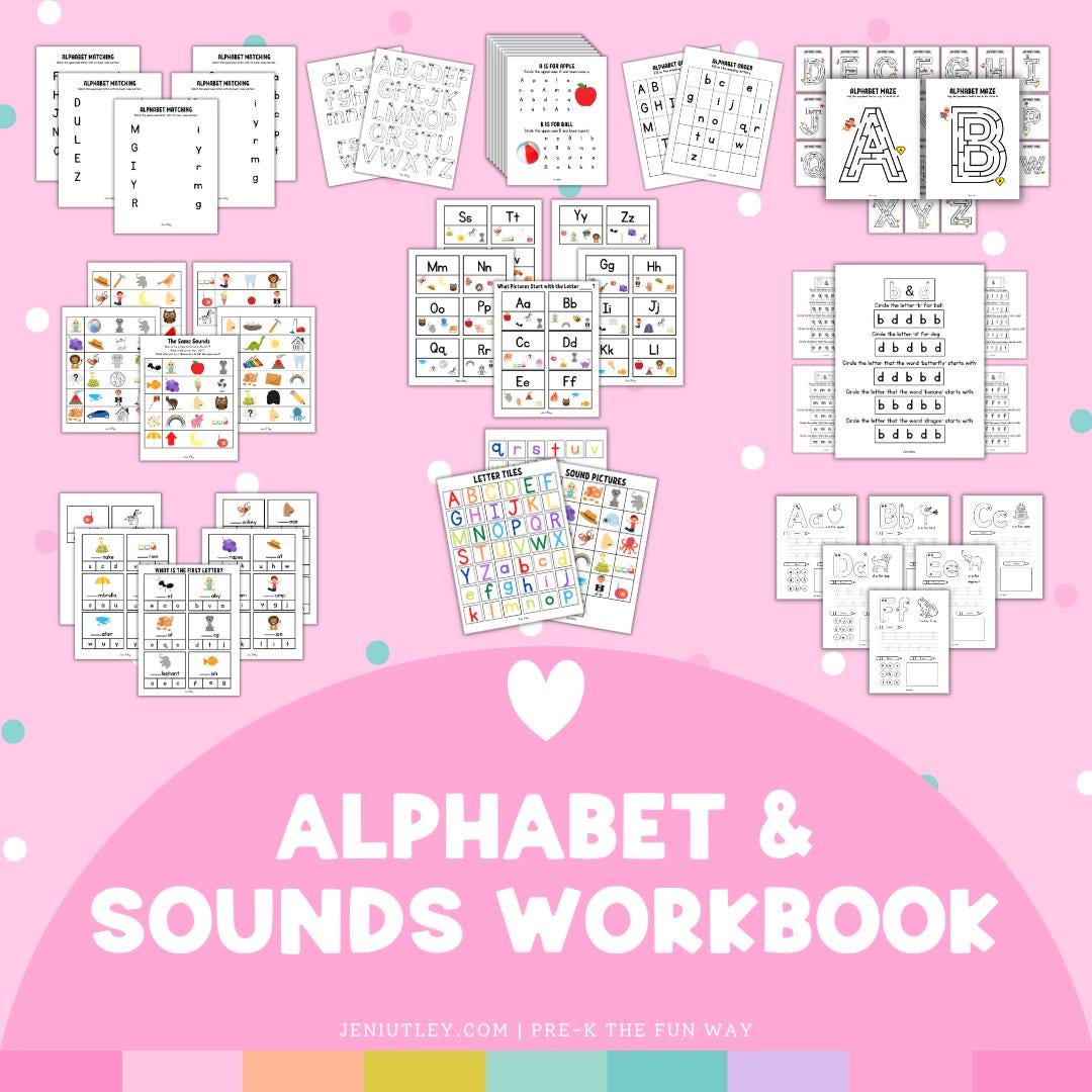 Alphabet and Sound Workbook for Preschool – 97 Printable Pages, 11 ...