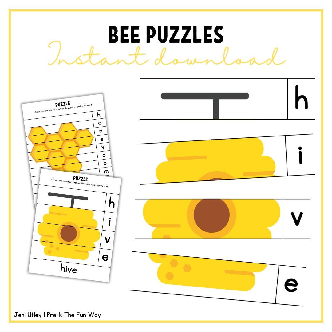 Bee Spelling Puzzle | Hive & Honeycomb Word Activity (printable) - Etsy