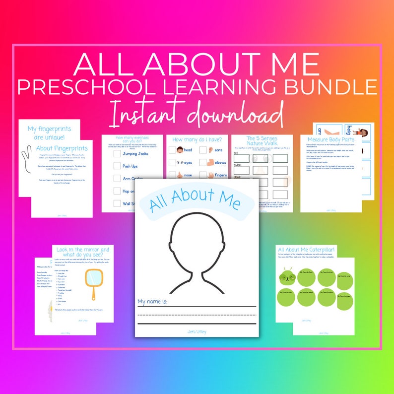 All About Me | Learning Bundle | Preschool | Prek | Preschool ...