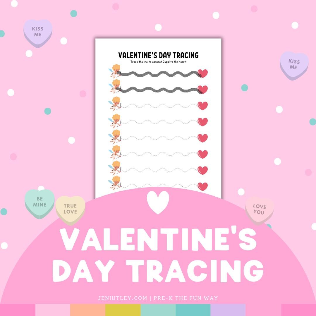 Valentine's Day Line Tracing Worksheet | Cupid and Heart Fine Motor ...
