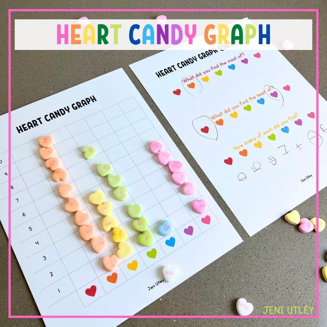 Valentine's Day Math Activity | Candy Heart Graph Printable | Preschool ...