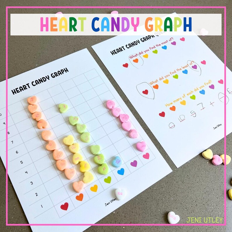 Valentine's Day Math Activity | Candy Heart Graph Printable | Preschool ...