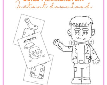 Build A Frankenstein Craft for Kids, Halloween Paper Craft, Halloween ...