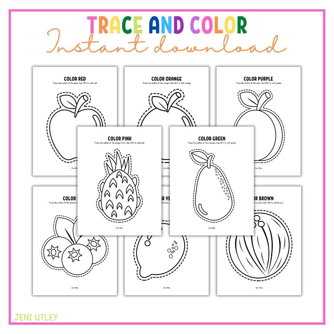 Trace and Color Worksheets for Preschoolers | Learn Colors | Pre ...