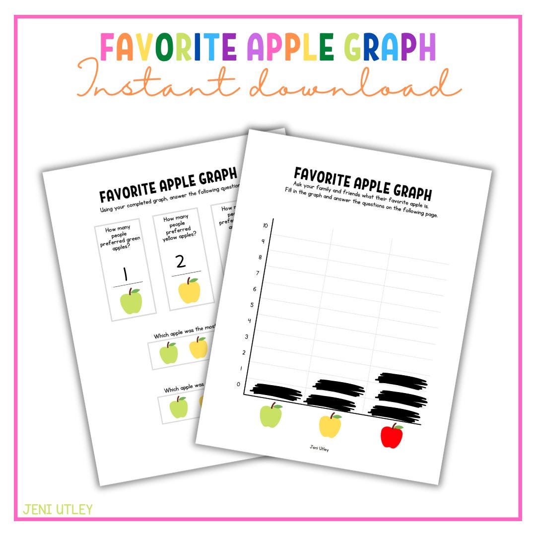 Favorite Apple Graph | Numbers and Counting Worksheet for Preschoolers ...