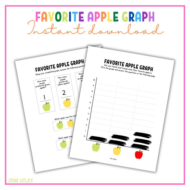 Favorite Apple Graph | Numbers and Counting Worksheet for Preschoolers ...